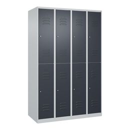 C+P Doppelstock-Spind Classic PLUS, 4 Abteile, 1850x1200x500mm, 7035/7016 Verschluss Zylinderschloss ; C + P M&ouml;belsysteme (080300-40|S10028)