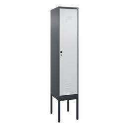 C+P Spind Classic PLUS, Gestell, 1 Abteil, 2120x400x500mm, 7016/7035 Verschluss Sicherheits-Drehriegel 4 Garderobenhaken Trennwand mittig ; C + P M&ouml;be (0800307-12F|S10013)