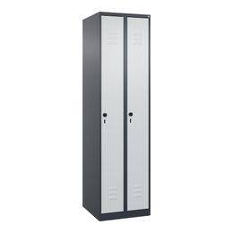 C+P Spind Classic PLUS, 2 Abteile, 1850x500x500mm, 7016/7035 Verschluss Sicherheits-Drehriegel 3 Garderobenhaken ; C + P M&ouml;belsysteme (080000-29|S10011)