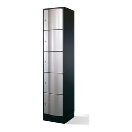 C+P Schließfachschrank Resisto, 5 Fächer, H1950xB396xT540mm Front Weißaluminium Korpus Schwarzgrau ; C + P Möbelsysteme (8570-172|S10088)