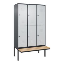 C+P Doppelstock-Spind Classic PLUS, Bank, 3 Abteile, 2120x1200x815mm, 7016/7035 Verschluss Sicherheits-Drehriegel Sitzbanktyp auskragend Material Sitz (0803407-32|S10013)
