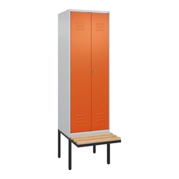 C+P PSA Doppel-Spind Classic PLUS, Bank, 2 Abteile, 2120x600x815mm, 7035/2004 Verschluss Zylinderschloss Sitzbanktyp auskragend Material Sitzfl&auml;che Bu (0800427-20P|S10090)