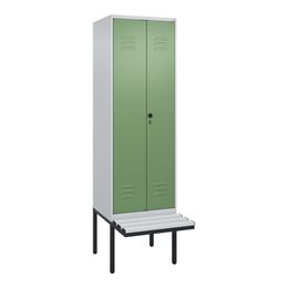 C+P PSA Doppel-Spind Classic PLUS, Bank, 2 Abteile, 2120x600x815mm, 7035/6011 Verschluss Sicherheits-Drehriegel Sitzbanktyp auskragend Material Sitzfl (0800427-20P|S10036)