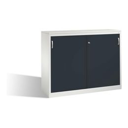 C+P Akten-Sideboard Acurado mit Schiebet&uuml;ren, 2 x 3 Ordnerh&ouml;hen, H1200xB1600xT500mm Front Schwarzgrau Korpus Lichtgrau ; C + P M&ouml;belsysteme (2157-1200|S10158)