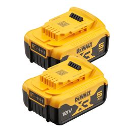 Dewalt DCB184P2-XJ Akku-Set, 18V / 5,0Ah mit zwei XR Li-Ion Akkus und Ladegerät)