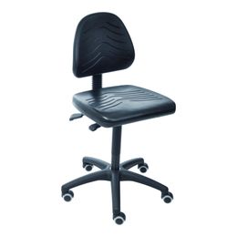 STIER Arbeitsstuhl mit Rollen ohne Armlehnen Sitzhöhe 460-650mm PU Schwarz (904899)