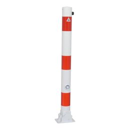 Schake Absperrpfosten Typ 476FUB, umlegbar + Dreikantverschluß, Ø 76mm, weiß / rot)