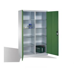 C+P Werkzeugschrank mit Drehtüren, innen 10 Fächer, H1950xB1200xT500mm Front Resedagrün Korpus Lichtgrau ; C + P Möbelsysteme (8931-311|S10126)