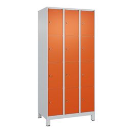 C+P Schlie&szlig;fachschrank Classic PLUS, F&uuml;&szlig;e, 3 Abteile, 1950x900x500mm, 7035/2004 Innenh&ouml;he Gefach oben (oberes 453 mm Front RAL 2004 Reinorange ; C + P (080010-304|S10018)