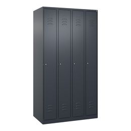 C+P Spind Classic PLUS, 4 Abteile, 1850x1000x500mm, 7016/7016 Verschluss Zylinderschloss 3 Garderobenhaken ; C + P M&ouml;belsysteme (080000-49|S10028)