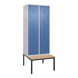 C+P Z-Spind Classic PLUS, Bank, 4 F&auml;cher, 2120x800x815mm, 7035/5023 Verschluss Zylinderschloss Sitzbanktyp untergebaut Material Sitzfl&auml;che Buche-Harth (0800537-224|S10020)