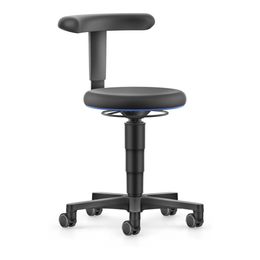 bimos Allround Hocker mit Rollen, PU schwarz, Sitzhöhe 450-650 mm, Flex-Stütze (9463-2000-3277-1F)