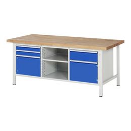 Rau Werkbank höhenverstellbar 8562A2, B2000xT900xH840-1040mm, 3x Schublade-TA, 2x Tür (03-8562A2-209B4H.11)