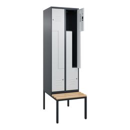 C+P Z-Spind Classic PLUS, Bank, 4 F&auml;cher, 2120x600x815mm, 7016/7035 Verschluss Zylinderschloss Sitzbanktyp untergebaut Material Sitzfl&auml;che Buche-Harth (0800537-204|S10028)