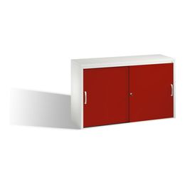 C+P Akten-Sideboard Acurado mit Schiebetüren, 2 x 2 Ordnerhöhen, H720xB1200xT400mm Front Rubinrot Korpus Lichtgrau ; C + P Möbelsysteme (5723-00|S10112)