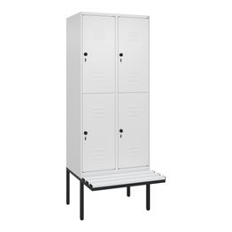 C+P Doppelstock-Spind Classic PLUS, Bank, 2 Abteile, 2120x800x815mm, 9016/9016 Verschluss Sicherheits-Drehriegel Sitzbanktyp auskragend Material Sitzf (0803407-22|S10119)