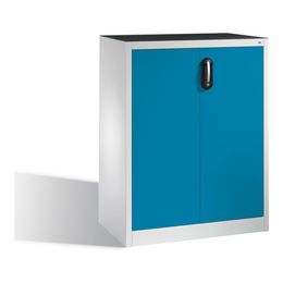 C+P Werkzeug-Beistellschrank mit Dreht&uuml;ren, innen 2 B&ouml;den, H1200xB930xT500mm Front Lichtblau Korpus Lichtgrau ; C + P M&ouml;belsysteme (8521-000|S10147)