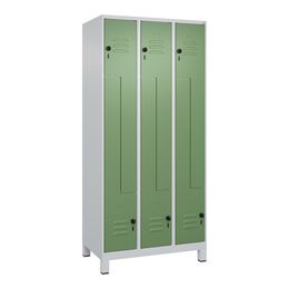 C+P Z-Spind, Classic PLUS, F&uuml;&szlig;e, 6 F&auml;cher, 1950x900x500mm, 7035/6011 Verschluss Sicherheits-Drehriegel ; C + P M&ouml;belsysteme (080013-306|S10006)