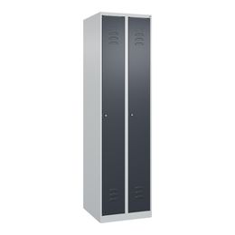 C+P Spind Classic PLUS, 2 Abteile, 1850x500x500mm, 7035/7016 Verschluss Zylinderschloss 3 Garderobenhaken ; C + P M&ouml;belsysteme (080000-29|S10028)