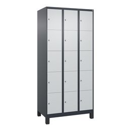 C+P Schlie&szlig;fachschrank Classic PLUS, F&uuml;&szlig;e, 3 Abteile, 1950x900x500mm, 7016/7035 Innenh&ouml;he Gefach oben (oberes 365 mm Front RAL 7035 Lichtgrau ; C + P (080010-305|S10016)