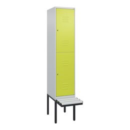 C+P Doppelstock-Spind Classic PLUS, Bank, 1 Abteil, 2120x400x815mm, 7035/0024 Verschluss Zylinderschloss Sitzbanktyp auskragend Material Sitzfl&auml;che Ku (0803407-12|S10025)
