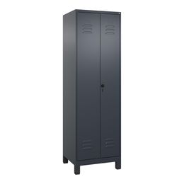 C+P Schwarz-Wei&szlig;-Spind Classic PLUS, F&uuml;&szlig;e, 2 Abteile, 1950x600x500mm, 7016/7016 Verschluss Sicherheits-Drehriegel ; C + P M&ouml;belsysteme (080012-20|S10012)