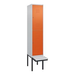 C+P Doppelstock-Spind Classic PLUS, Bank, 1 Abteil, 2120x400x815mm, 7035/2004 Verschluss Zylinderschloss Sitzbanktyp auskragend Material Sitzfläche Ku (0803407-12|S10185)