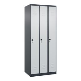 C+P Spind Classic PLUS, 3 Abteile, 1850x750x500mm, 7016/7035 Verschluss Sicherheits-Drehriegel 3 Garderobenhaken ; C + P M&ouml;belsysteme (080000-39|S10011)