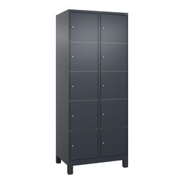 C+P Schlie&szlig;fachschrank Classic PLUS, F&uuml;&szlig;e, 2 Abteile, 1950x800x500mm, 7016/7016 Innenh&ouml;he Gefach oben (oberes 365 mm Front RAL 7016 Anthrazitgrau ; C (080010-225|S10015)