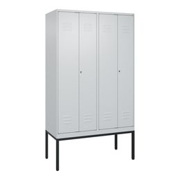C+P Schwarz-Wei&szlig;-Spind Classic PLUS, Gestell, 4 Abteile, 2120x1200x500mm, 7035/7 Front RAL 7035 Lichtgrau Verschluss Zylinderschloss ; C + P M&ouml;belsyst (0800327-40|S10024)