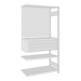 Regalwerk BERT-Regalmodul 3 Anbaufeld HxBxT 2000x1005x500 mm Stecksystem Rahmen RAL 7035 (B3-80306-50)