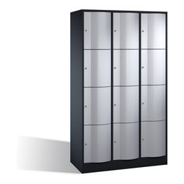 C+P Schließfachschrank Resisto, 12 Fächer, H1950xB1150xT540mm Front Weißaluminium Korpus Schwarzgrau ; C + P Möbelsysteme (8470-372|S10046)