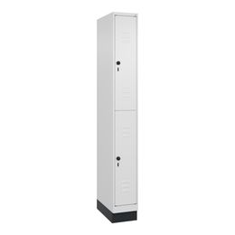 C+P Doppelstock-Spind Classic PLUS, Sockel, 1 Abteil, 1950x250x500mm, 9016/9016 Front RAL 9016 Verkehrswei&szlig; ; C + P M&ouml;belsysteme (080320-19|S10014)