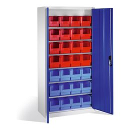 C+P Magazinschrank mit 28 Sichtlagerk&auml;sten, H1980xB1000xT420mm Front Enzianblau Korpus Lichtgrau ; C + P M&ouml;belsysteme (133144-22|S10023)