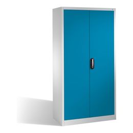 C+P Magazinschrank mit 4 B&ouml;den zur Aufnahme von Sichtlagerk&auml;sten, H1980xB1000xT420mm Front Lichtblau Korpus Lichtgrau ; C + P M&ouml;belsysteme (133144-20|S10132)