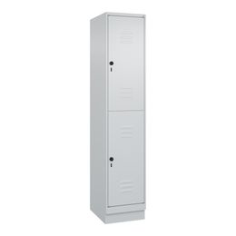 C+P Doppelstock-Spind Classic PLUS, Sockel, 1 Abteil, 1950x400x500mm, 7035/7035 Front RAL 7035 Lichtgrau ; C + P M&ouml;belsysteme (080320-12|S10009)