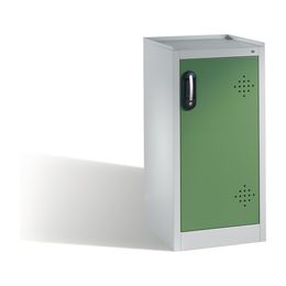 C+P Umwelt-Beistellschrank mit Dreht&uuml;r, 2 Wannenb&ouml;den, H1020xB500xT500mm Front Resedagr&uuml;n Korpus Lichtgrau ; C + P M&ouml;belsysteme (8721-315|S10140)
