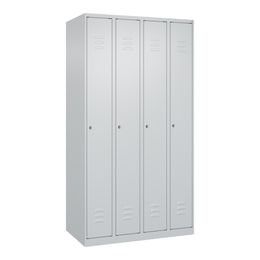 C+P Spind Classic PLUS, 4 Abteile, 1850x1000x500mm, 7035/7035 Verschluss Zylinderschloss 3 Garderobenhaken ; C + P M&ouml;belsysteme (080000-49|S10015)
