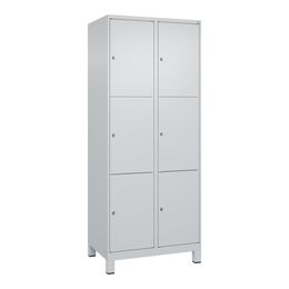 C+P Schlie&szlig;fachschrank Classic PLUS, F&uuml;&szlig;e, 2 Abteile, 1950x800x500mm, 7035/7035 Innenh&ouml;he Gefach oben (oberes 599 mm Front RAL 7035 Lichtgrau ; C + P (080010-223|S10009)