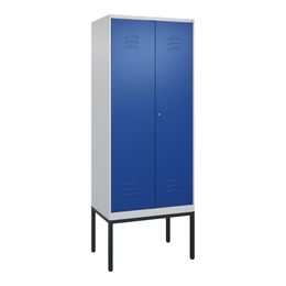 C+P Schwarz-Wei&szlig;-Spind Classic PLUS, Gestell, 2 Abteile, 2120x800x500mm, 7035/50 Front RAL 5010 Enzianblau Verschluss Zylinderschloss ; C + P M&ouml;belsys (0800327-22|S10018)