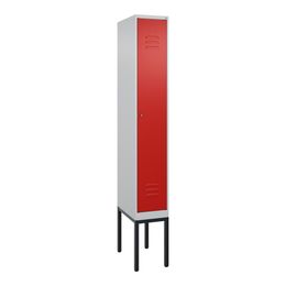 C+P Spind Classic PLUS, Gestell, 1 Abteil, 2120x300x500mm, 7035/3020 Verschluss Zylinderschloss 4 Garderobenhaken Trennwand mittig ; C + P Möbelsystem (0800307-10F|S10017)