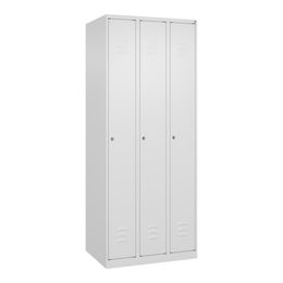 C+P Spind Classic PLUS, 3 Abteile, 1850x750x500mm, 9016/9016 Verschluss Zylinderschloss 3 Garderobenhaken ; C + P M&ouml;belsysteme (080000-39|S10020)