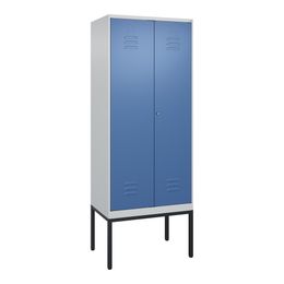 C+P Schwarz-Wei&szlig;-Spind Classic PLUS, Gestell, 2 Abteile, 2120x800x500mm, 7035/50 Front RAL 5023 Fernblau Verschluss Zylinderschloss ; C + P M&ouml;belsyste (0800327-22|S10020)