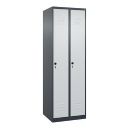 C+P Spind Classic PLUS, 2 Abteile, 1850x600x500mm, 7016/7035 Verschluss Sicherheits-Drehriegel 3 Garderobenhaken ; C + P M&ouml;belsysteme (080000-20|S10011)