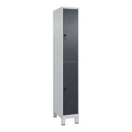 C+P Doppelstock-Spind Classic PLUS, F&uuml;&szlig;e, 1 Abteil, 1950x300x500mm, 7035/7016 ; C + P M&ouml;belsysteme (080310-10|S10008)
