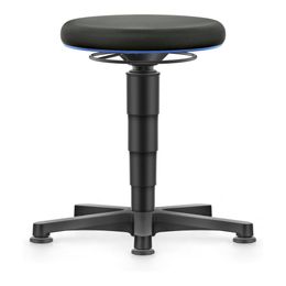 bimos Allround Hocker mit Gleiter, Stoff schwarz, Sitzhöhe 450-650 mm, Farbring blau (9460-6801-3277)