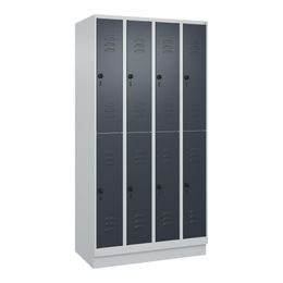 C+P Doppelstock-Spind Classic PLUS, Sockel, 4 Abteile, 1950x1000x500mm, 7035/701 Front RAL 7016 Anthrazitgrau ; C + P M&ouml;belsysteme (080320-49|S10008)