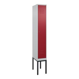 C+P Spind Classic PLUS, Gestell, 1 Abteil, 2120x300x500mm, 7035/3003 Verschluss Zylinderschloss 4 Garderobenhaken Trennwand mittig ; C + P M&ouml;belsystem (0800307-10F|S10016)