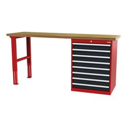 STIER Werkbank BxTxH 2000x600x860 mm mit 1 Schrankgehäuse der Breite 700 mm RAL 3020 / RAL 7016 (904989)