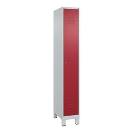C+P Spind Classic PLUS, F&uuml;&szlig;e, 1 Abteil, 1950x300x500mm, 7035/3003 Verschluss Zylinderschloss 3 Garderobenhaken ; C + P M&ouml;belsysteme (080010-10|S10016)